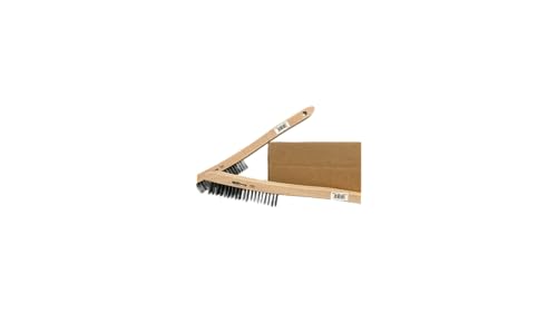 Forney 70504A 2-Pack Carbon Steel Wire Brush's with Curved Wood Handle, 13-3/4-Inch-by-.014-Inch, Assorted