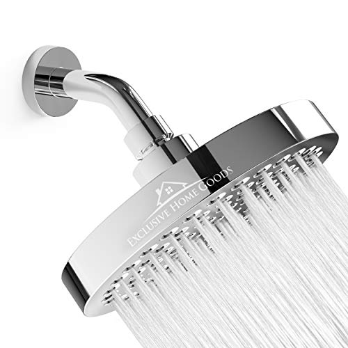 Heatsistence-Luxury Rainfall Shower Head - High-Pressure Showerhead Jets, Rain Shower Head Ant-Clog Silicone Nozzles (2.5 GPM, 6 Inch Diameter, Deluxe Chrome)