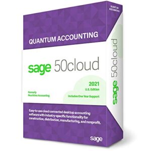 Sage Software Sage 50cloud Quantum Accounting 2021 U.S. 5-User One Year Subscription Cloud Connected Accounting Software (5-Users)