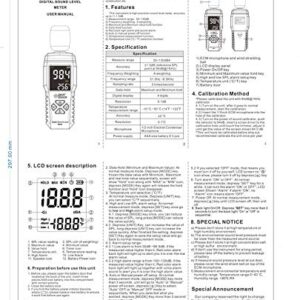 Handheld Sound Level Meter,LCD Decibel Meter,Mini Digital Noise Meter,Decibel Tester,Decibel Alarm,with Red Black Light Alarm and Sound Alarm,Range 30-130dBA