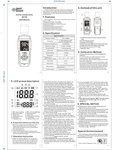 Handheld Sound Level Meter,LCD Decibel Meter,Mini Digital Noise Meter,Decibel Tester,Decibel Alarm,with Red Black Light Alarm and Sound Alarm,Range 30-130dBA