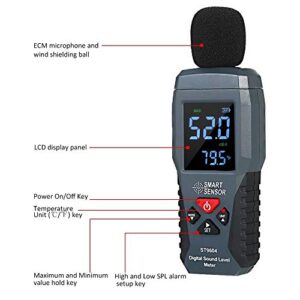 Handheld Sound Level Meter,LCD Decibel Meter,Mini Digital Noise Meter,Decibel Tester,Decibel Alarm,with Red Black Light Alarm and Sound Alarm,Range 30-130dBA