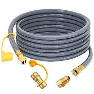 upgraded 24 feet 1/2 inch natural gas hose propane hose extension kit with quick connect fittings fit for weber grill gas conversion kit bbq, pizza oven, patio heater and more ng appliance - csa