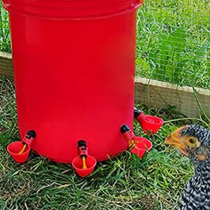 Automatic Poultry Drinking Cups-6 Pack Chicken Waterer Drinking Cups and 6 Pack Chicken Waterer PVC Tee Fittings for Chicken Quail Duck