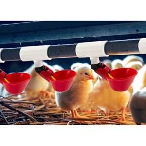 Automatic Poultry Drinking Cups-6 Pack Chicken Waterer Drinking Cups and 6 Pack Chicken Waterer PVC Tee Fittings for Chicken Quail Duck