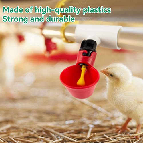 Automatic Poultry Drinking Cups-6 Pack Chicken Waterer Drinking Cups and 6 Pack Chicken Waterer PVC Tee Fittings for Chicken Quail Duck