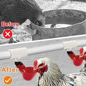 Automatic Poultry Drinking Cups-6 Pack Chicken Waterer Drinking Cups and 6 Pack Chicken Waterer PVC Tee Fittings for Chicken Quail Duck