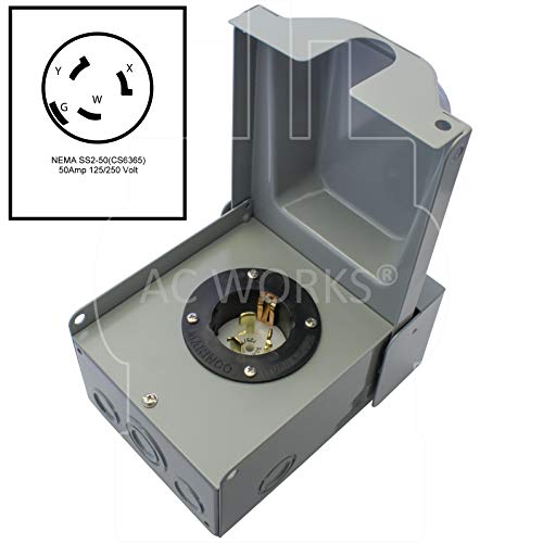 AC WORKS Super Durable Industrial Grade Locking Power Input Inlet (CS6375 50Amp Metal Box)