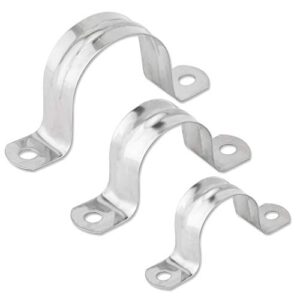 ispinner 25pcs m25 stainless steel rigid pipe strap for 1 inch hose od, 2 holes cable u bracket clamp hanger tube strap tension clips