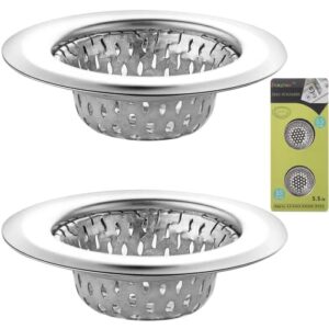 fengbao 2pcs mini bathroom drain strainer - stainless steel, small wide rim 2.17" diameter