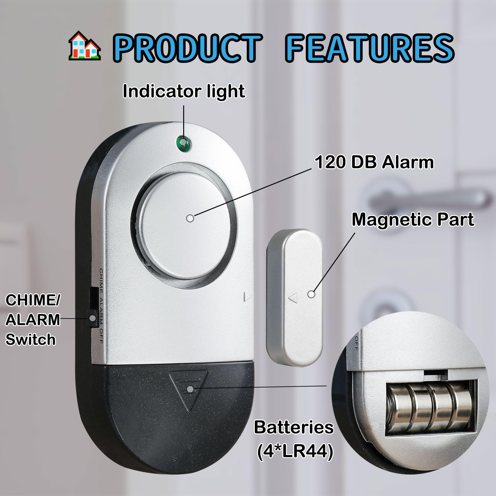 Door Window Alarms, Zabree 120 DB Pool Alarms for Inground Pools, Magnet Pool Door Window Security Alarms