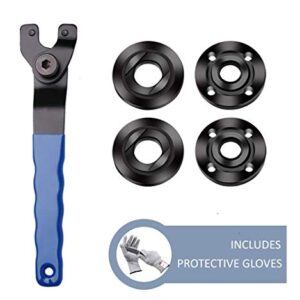 Grinder Wrench Grinder Shaft Nut 5/8-11 4 Pcs Compatible with Makita Milwaukee Dewalt Metabo Grinder Parts Bosch Ryobi Black Decker 4.5" 5" Protective Gloves Included