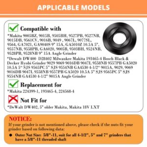 Grinder Wrench Grinder Shaft Nut 5/8-11 4 Pcs Compatible with Makita Milwaukee Dewalt Metabo Grinder Parts Bosch Ryobi Black Decker 4.5" 5" Protective Gloves Included