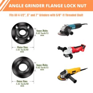 Grinder Wrench Grinder Shaft Nut 5/8-11 4 Pcs Compatible with Makita Milwaukee Dewalt Metabo Grinder Parts Bosch Ryobi Black Decker 4.5" 5" Protective Gloves Included