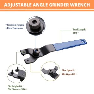 Grinder Wrench Grinder Shaft Nut 5/8-11 4 Pcs Compatible with Makita Milwaukee Dewalt Metabo Grinder Parts Bosch Ryobi Black Decker 4.5" 5" Protective Gloves Included