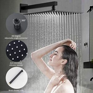 Cobbe Shower System, Shower Faucets Sets Complete, 12 Inches Matte Black Shower Fixtures with Handheld, Black Shower Faucet Set for Bathroom Rough-in Valve Body and Trim Included