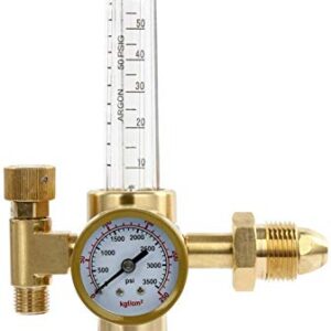 Welding Argon CO2 Gas Regulator 0-60CFH, 0-3500PSI Mig Tig Flowmeter Female 9/16" 18RH CGA-580 Inlet Gas Welder Regulator Gauge