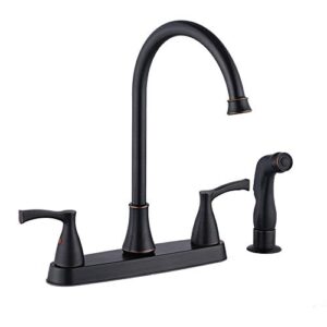 vccucine oil rubbed bronze kitchen faucet, 2 handle 3 hole 4 hole kitchen sink faucets with pull down side sprayer, 360 swivel high arc stainless steel rv camper laundry utility bar sink