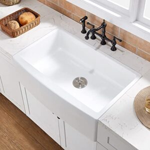 vapsint 33 inch white farmhouse sink,ceramic apron front fireclay sink handcrafted single bowl farmhouse kitchen sink undermount porcelain farm sink