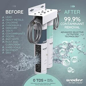 Woder WD-D-20M-ADV-DC Water Filtration System - Sediment Filter and Advanced Water Filter. Under-Sink Water Purifier. Removes Sediments, Sand, Scale, Chlorine, Lead, Contaminants and Odors - USA Made