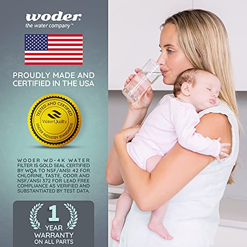 Woder WD-4K-ADV-JG High Capacity Inline Water Filter with ¼” John Guest Fittings - WQA Certified 4,000gal – Removes Chlorine, Lead, Chromium 6, Heavy Metals, Odors/Contaminants and More – USA Made