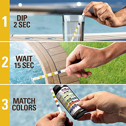 Spa and Hot Tub Test Strips - 100 ct - 5 Way Chemical Testing Strip Kit Tester for Chlorine & Bromine Spas & Tubs - Calibrated for Warm Water to Maximize Accuracy - FC TC/TB Alkalinity pH & Hardness