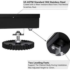 USHOWER 24-Inch Linear Shower Drain with Reversible 2-in-1 Tile Insert Cover, SUS304 Stainless Steel, Includes Hair Strainer, Matte Black