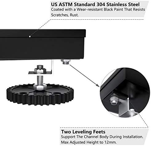 USHOWER 24-Inch Linear Shower Drain with Reversible 2-in-1 Tile Insert Cover, SUS304 Stainless Steel, Includes Hair Strainer, Matte Black