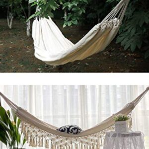 Hiplus Handmade Boho Large Brazilian Macrame Fringe 2 Person Double Deluxe Hammock Swing Net Chair for Beach, Yard, Bedroom, Patio, Porch, Indoor, Outdoor, Wedding Decor 79" Lx 59" W