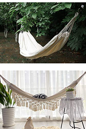 Hiplus Handmade Boho Large Brazilian Macrame Fringe 2 Person Double Deluxe Hammock Swing Net Chair for Beach, Yard, Bedroom, Patio, Porch, Indoor, Outdoor, Wedding Decor 79" Lx 59" W