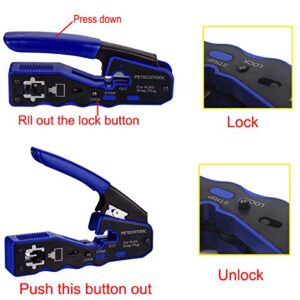 RJ45 Crimp Tool for Cat5e Cat6 Cat6a Pass Thrugh Connectors with 20 pieces Cat6 Connectors and 20 Pieces Boots