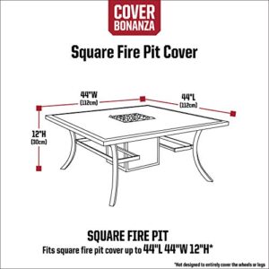 Classic Accessories Cover Bonanza 56-400-010401-RT Square, 44 x 44 x 12 Inch Fire Pit Cover, Grey, Patio Furniture Covers