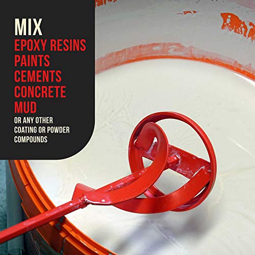 TCP Global Set of 2 Paint, Epoxy Resin, Mud and Cement Mixer Blades - Power Drill Stirring Tools - 15.5" & 14" Ribbon Mixing Paddles, 3/8" & 5/16" Hex Head Shafts - Mix 1 to 5 Gallon Bucket - Concrete