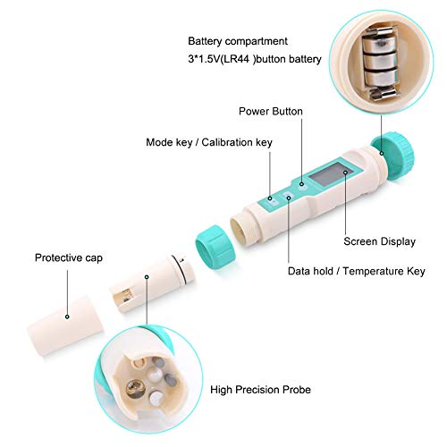 Water Quality Tester, Salt Tester, Digital Screen 7 in 1 Multifunction Pen Type Water Quality Testing Meter Fast Accurate Calculation Salinity PH TDS EC ORP Tester IP67 Waterproof Detachable Probe