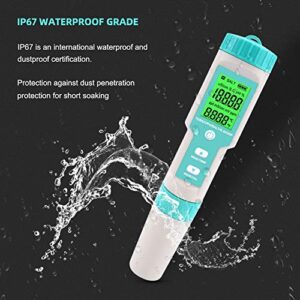 Water Quality Tester, Salt Tester, Digital Screen 7 in 1 Multifunction Pen Type Water Quality Testing Meter Fast Accurate Calculation Salinity PH TDS EC ORP Tester IP67 Waterproof Detachable Probe