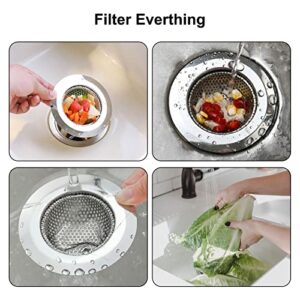 4 Pcs Kitchen Sink Strainer, SZUAH Stainless Steel Drain Filter Strainer with Large Wide Rim 4.5" Diameter Perfect for Most Kitchen Sinks