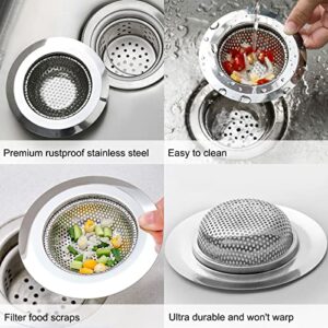 4 Pcs Kitchen Sink Strainer, SZUAH Stainless Steel Drain Filter Strainer with Large Wide Rim 4.5" Diameter Perfect for Most Kitchen Sinks