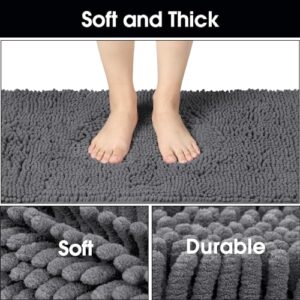 HOMEIDEAS Absorbent Chenille Door Mat Indoor, 20“x32”, Dirt Trapper Machine Washable Non Slip Throw Rugs for Entryway, Entrance, Mud Room, Thick Welcome Doormat, Grey