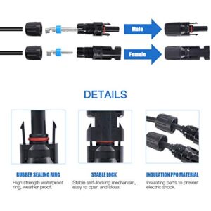 Glarks 24Pcs Solar Crimper Solar Crimping Tools for 2.5/4/6mm² Solar Panel PV Cable with 6 Pair Solar Panel Connector and 1 Pair Solar Connector Assembly Tool Spanner Wrench and a Wire Stripper