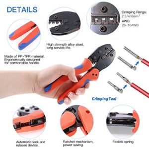 Glarks 24Pcs Solar Crimper Solar Crimping Tools for 2.5/4/6mm² Solar Panel PV Cable with 6 Pair Solar Panel Connector and 1 Pair Solar Connector Assembly Tool Spanner Wrench and a Wire Stripper