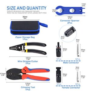 Glarks 24Pcs Solar Crimper Solar Crimping Tools for 2.5/4/6mm² Solar Panel PV Cable with 6 Pair Solar Panel Connector and 1 Pair Solar Connector Assembly Tool Spanner Wrench and a Wire Stripper