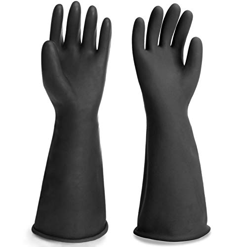 ENPOINT Long Rubber Gloves Heavy Duty, Thick Chemical Resistant Gloves, Waterproof Cleaning Painting Protective Safety Work Heavy Duty Gloves, 18" Black Dishwashing Gloves Large for Men, 1 Pair XL