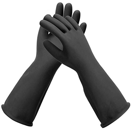 ENPOINT Long Rubber Gloves Heavy Duty, Thick Chemical Resistant Gloves, Waterproof Cleaning Painting Protective Safety Work Heavy Duty Gloves, 18" Black Dishwashing Gloves Large for Men, 1 Pair XL