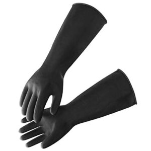 ENPOINT Long Rubber Gloves Heavy Duty, Thick Chemical Resistant Gloves, Waterproof Cleaning Painting Protective Safety Work Heavy Duty Gloves, 18" Black Dishwashing Gloves Large for Men, 1 Pair XL