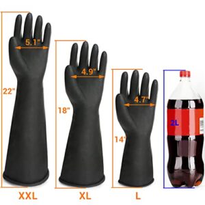 ENPOINT Long Rubber Gloves Heavy Duty, Thick Chemical Resistant Gloves, Waterproof Cleaning Painting Protective Safety Work Heavy Duty Gloves, 18" Black Dishwashing Gloves Large for Men, 1 Pair XL