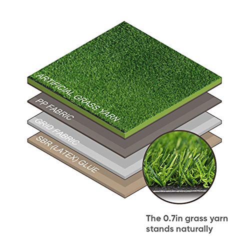 Artificial Grass Turf (0.7" Custom Sizes) -4FTx6FT Indoor/Outdoor Rug Synthetic Lawn Grass Carpet,Easy Installation Multi-use Astroturf,Pets Dog Turf with Drain Holes