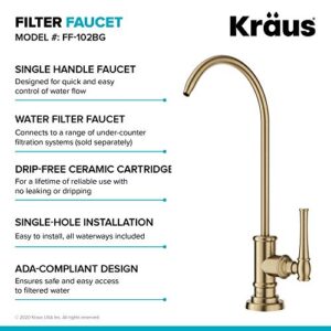 KRAUS Allyn Transitional Bridge Kitchen Faucet and Water Filter Faucet Combo in Brushed Gold, KPF-3121-FF-102BG