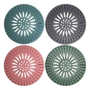 beadnova drain hair catcher shower drain cover silicon shower drain hair trap universal hair stopper for shower drain bathroom bathtub kitchen tub (mix colors, 4 pack)