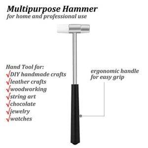 Dual Head Small Hammer, 7 Inches, Plastic Head and Metal Head, Black Plastic Grip, Double face Jewelry Mallet, Mini Hammer for Crafts, Watch, Tuning, Woodworking, Toys, DIY, Leather, Instruments