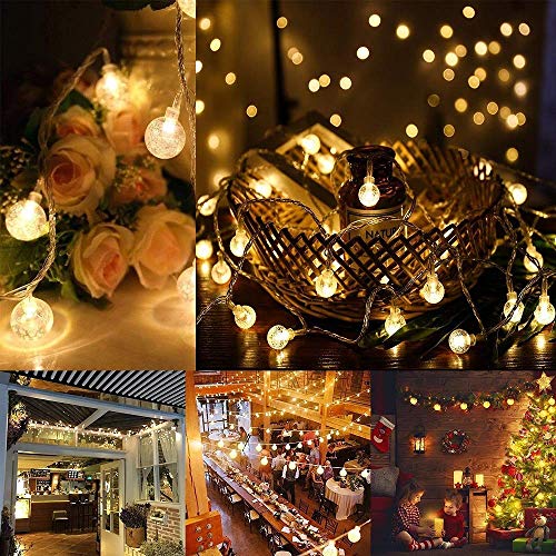 ANJAYLIA 26FT 60 LED Battery Operated 8 Modes Waterproof Fairy Lights String Lights for Party, Home, Bedroom, Christmas Decoration, Warm White